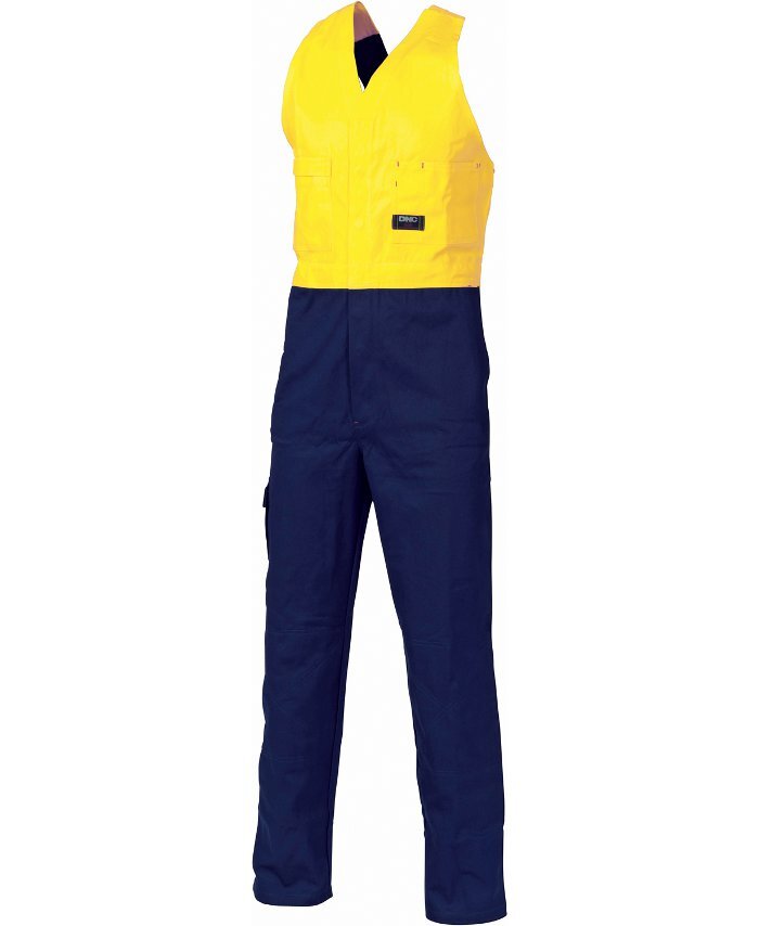 Action Back Overalls Two Tone Cotton Drill - Logo Front - DNC